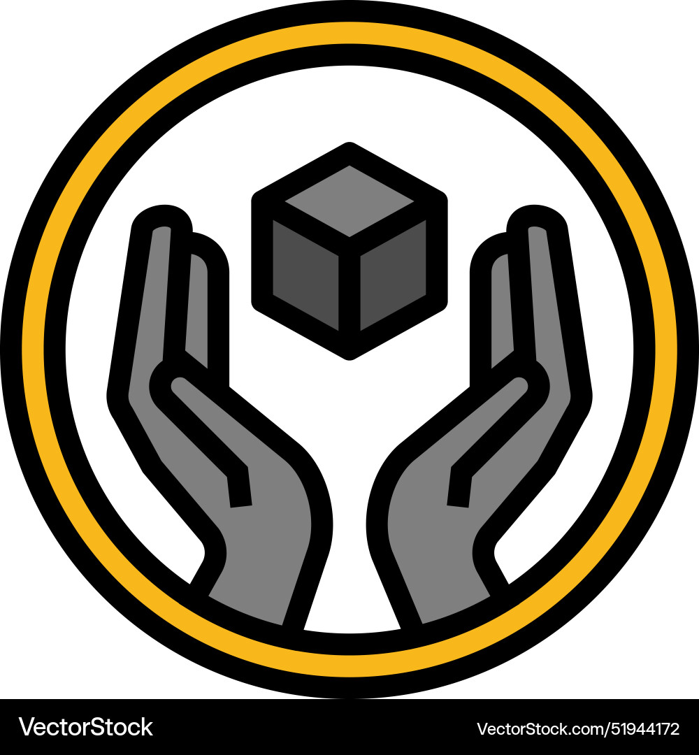 Handle with care product label warning color icon Vector Image