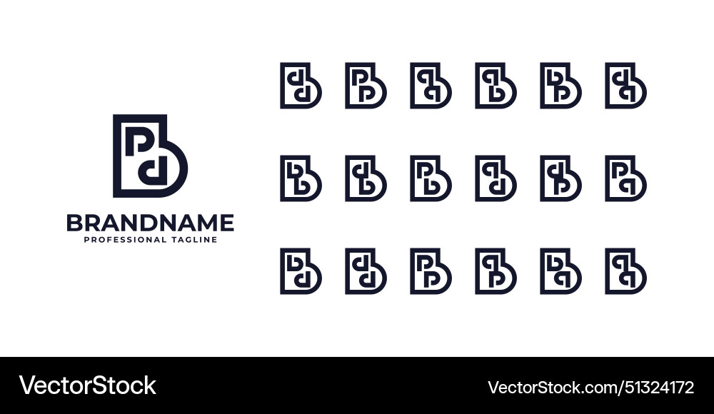 Letters bpd bdd bpp bqq bqb bbp bdq bbb bdb bpb Vector Image
