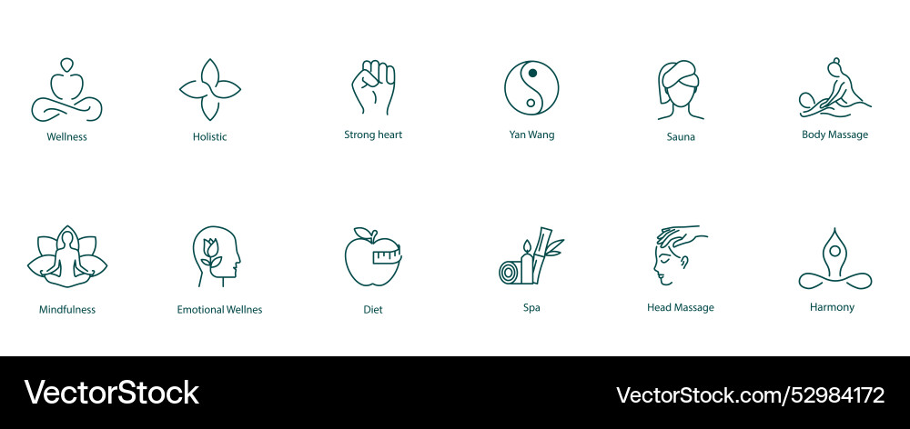 Meditation holistic wellness spa icon set Vector Image