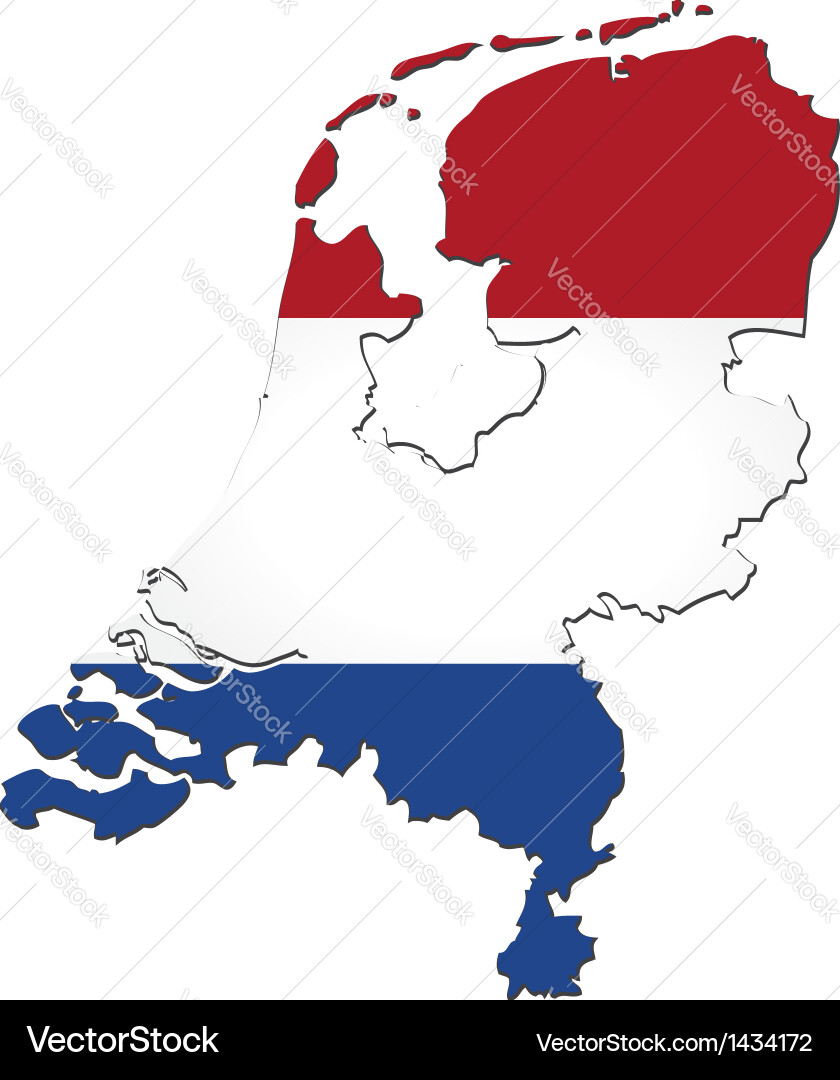 Netherlands Map with Flag Royalty Free Vector Image