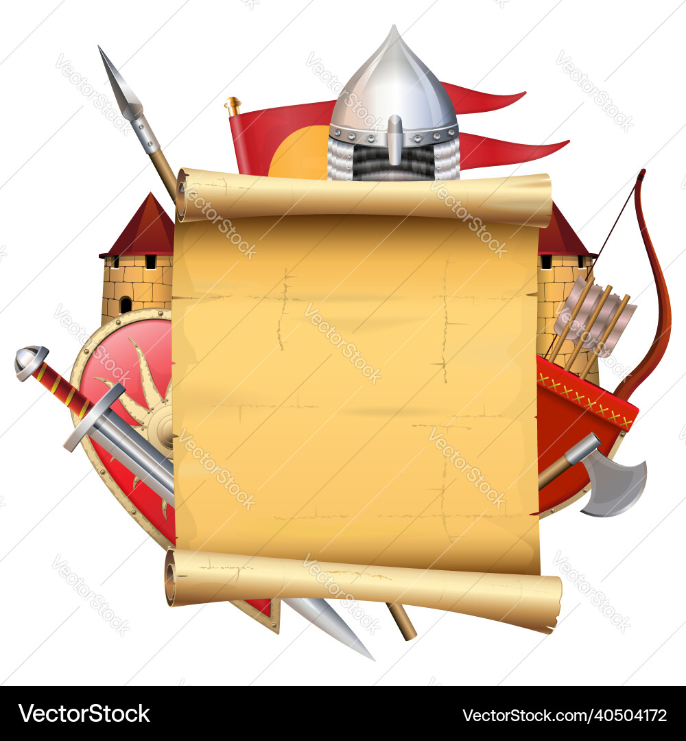 Scroll with slavic knight armor Royalty Free Vector Image