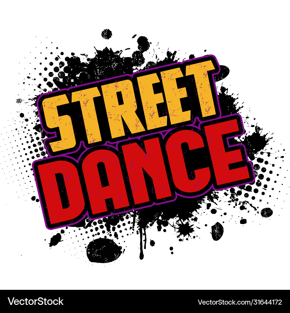 Street dance on black ink splatter background Vector Image