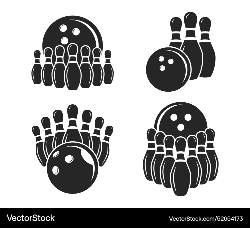Bowling pins and ball icon set Royalty Free Vector Image