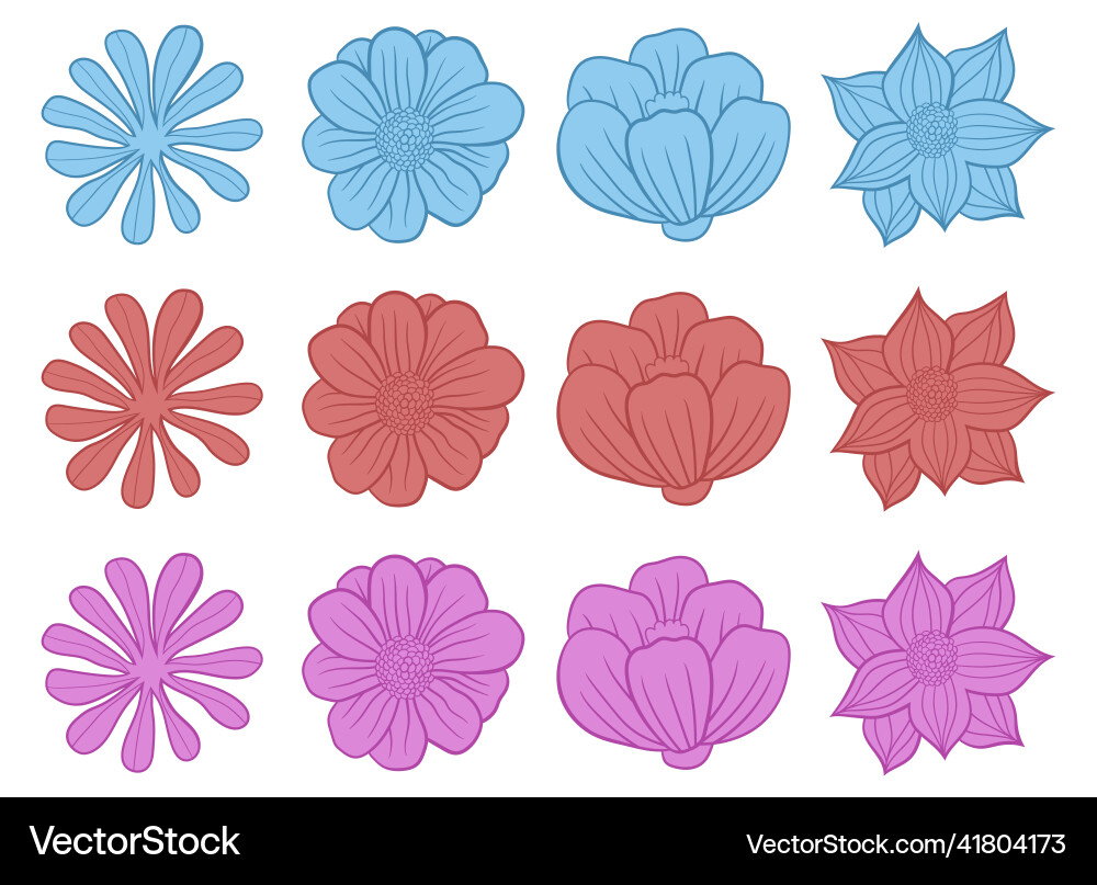 Flower set design isolated on white background Vector Image