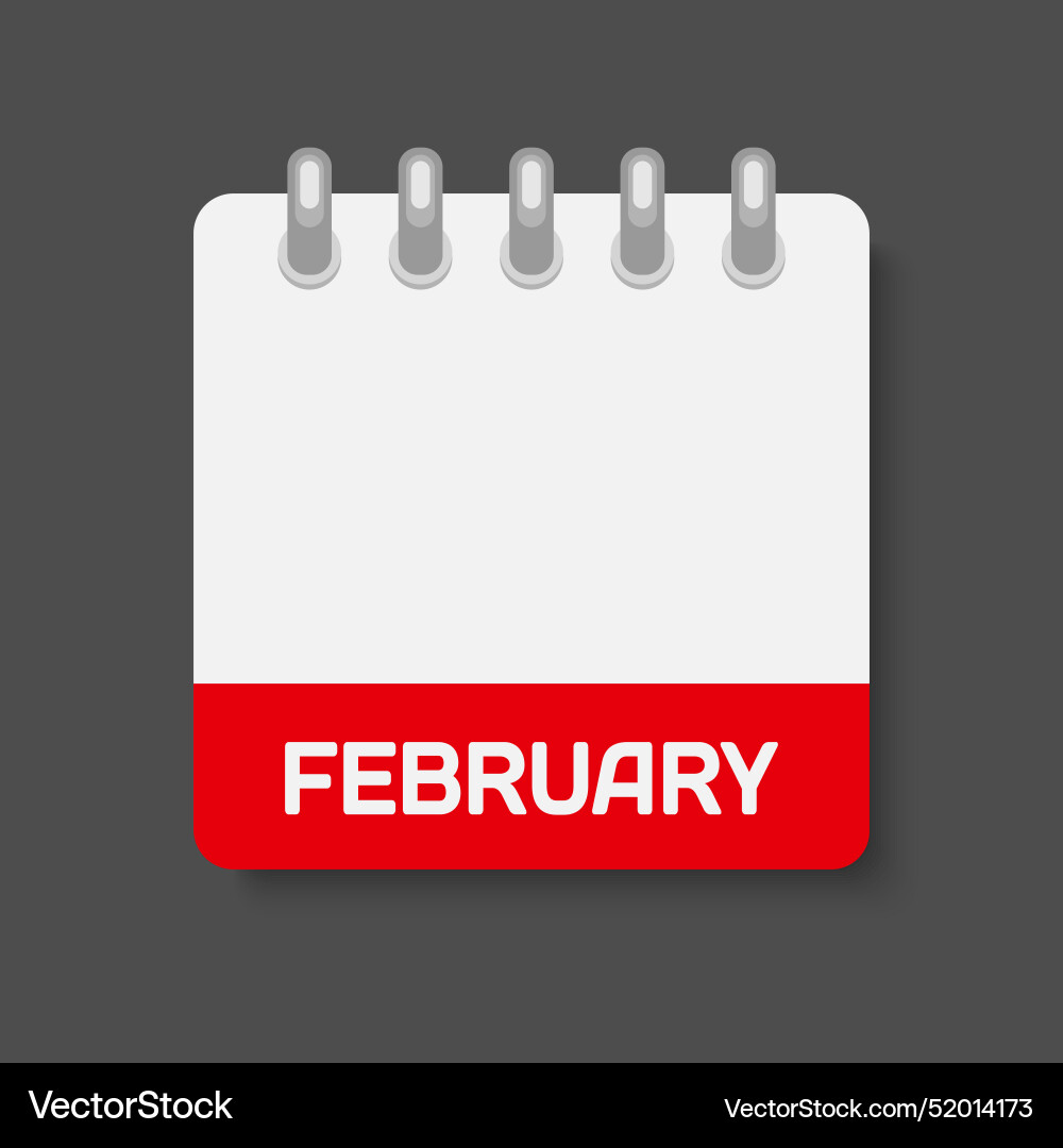 Icon calendar month february empty space Vector Image