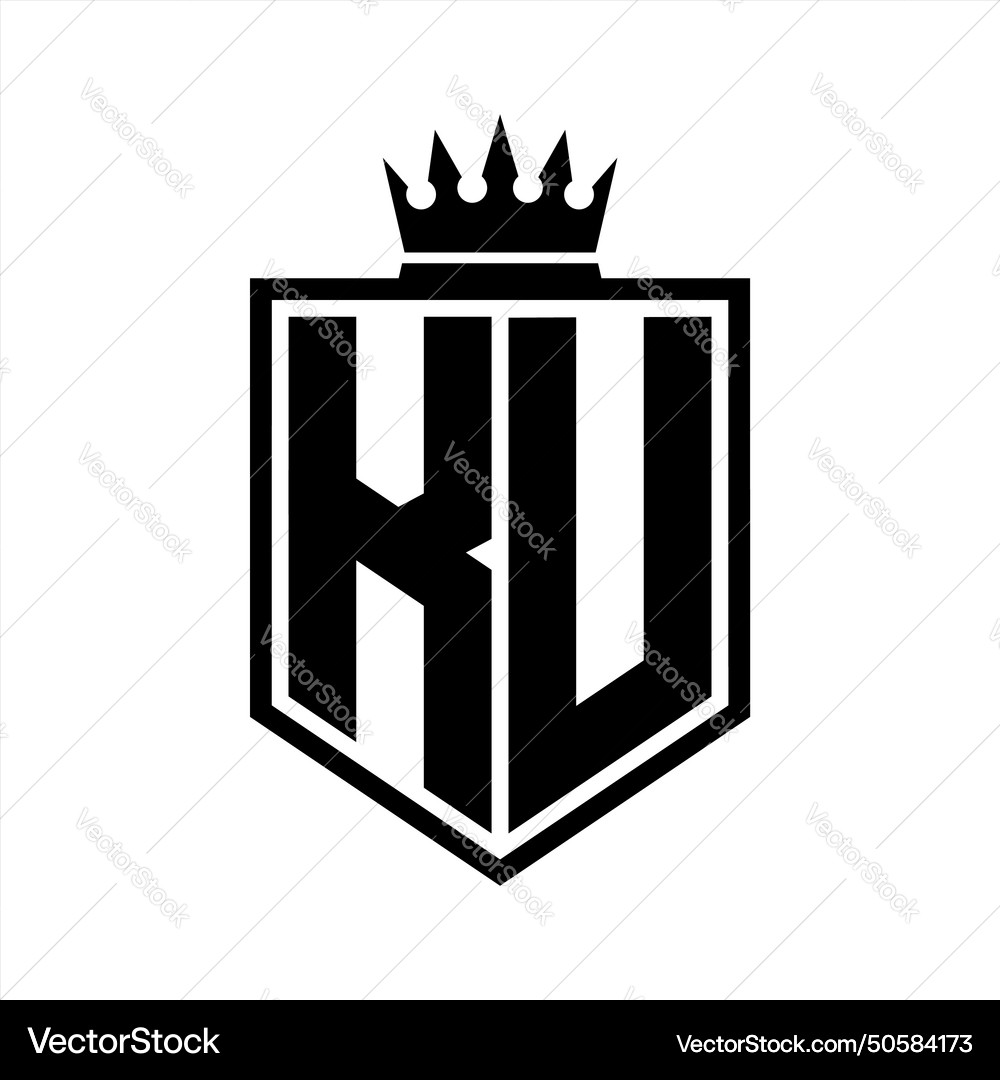 Ku logo monogram bold shield geometric shape Vector Image