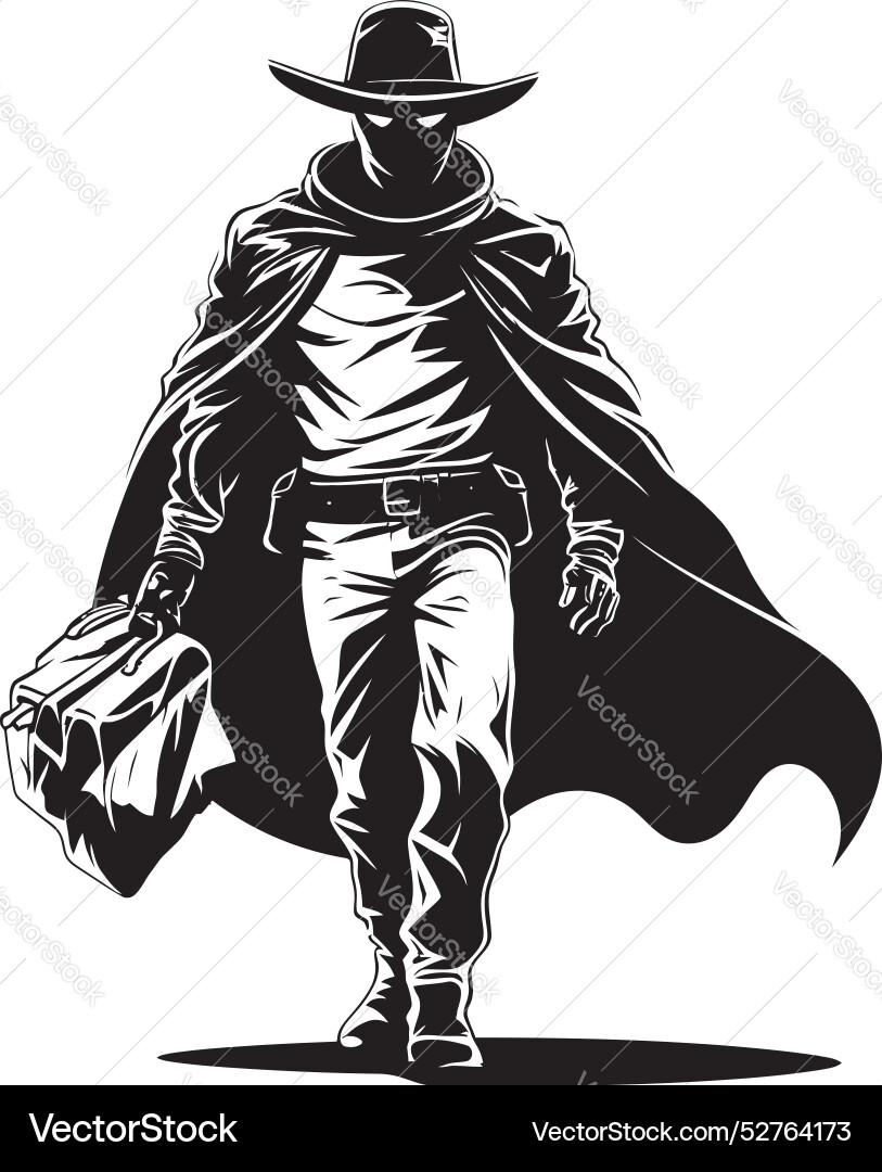 Lawless legend masked cowboy robber logo design Vector Image