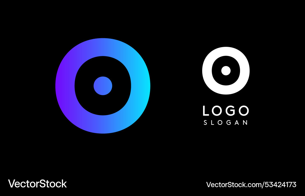Minimalist geometric letter o bold rounded icon Vector Image