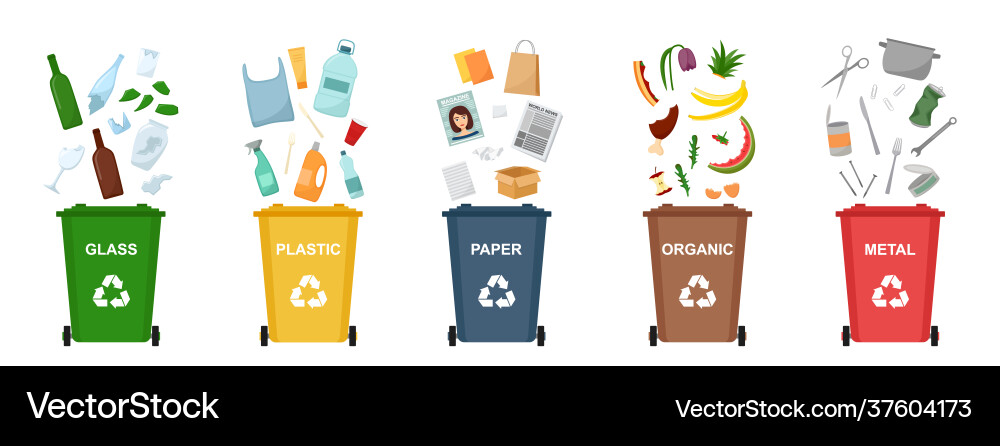 Recycling Bins for Waste Sorting Royalty Free Vector Image