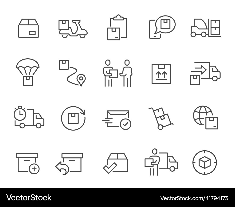 Shipping and delivery icons set courier Royalty Free Vector