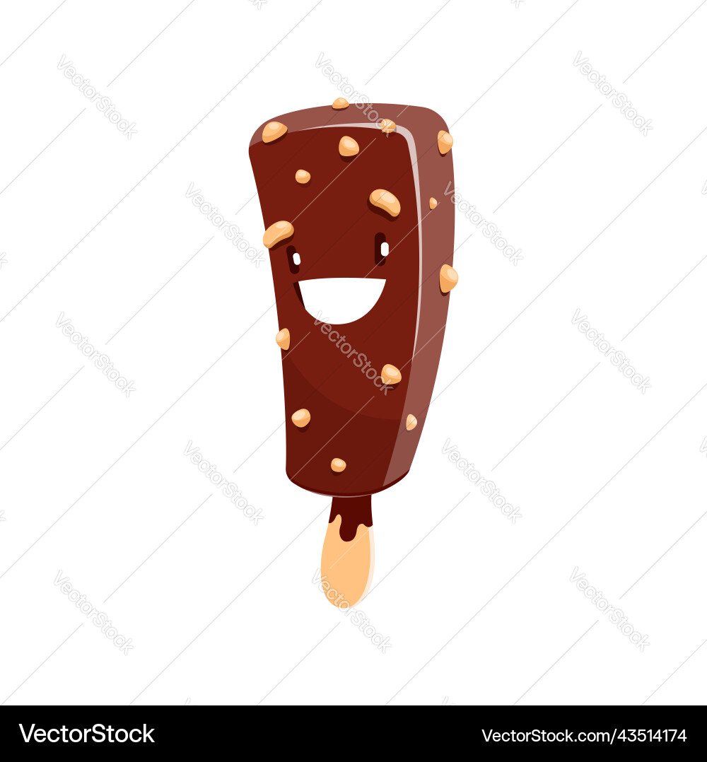 Cartoon ice cream character chocolate popsicle Vector Image