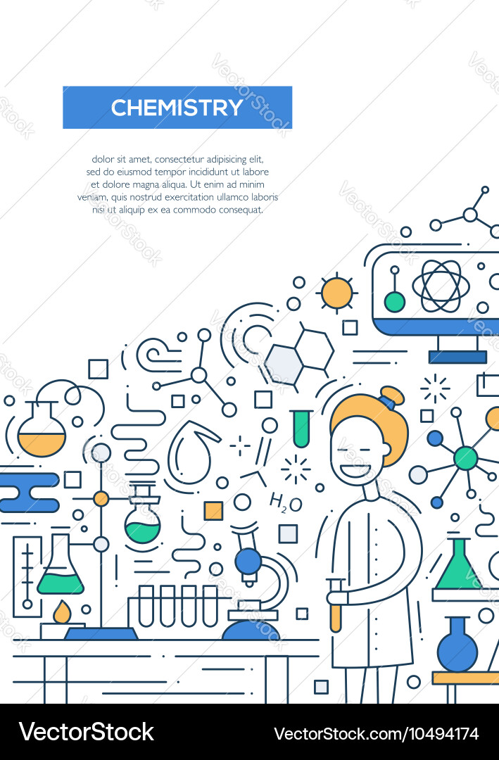 Chemistry - line design brochure poster template Vector Image
