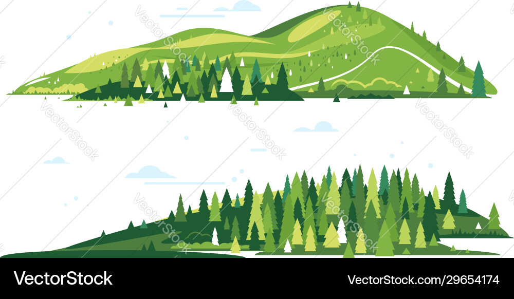 Creative mountain compositions isolated Royalty Free Vector