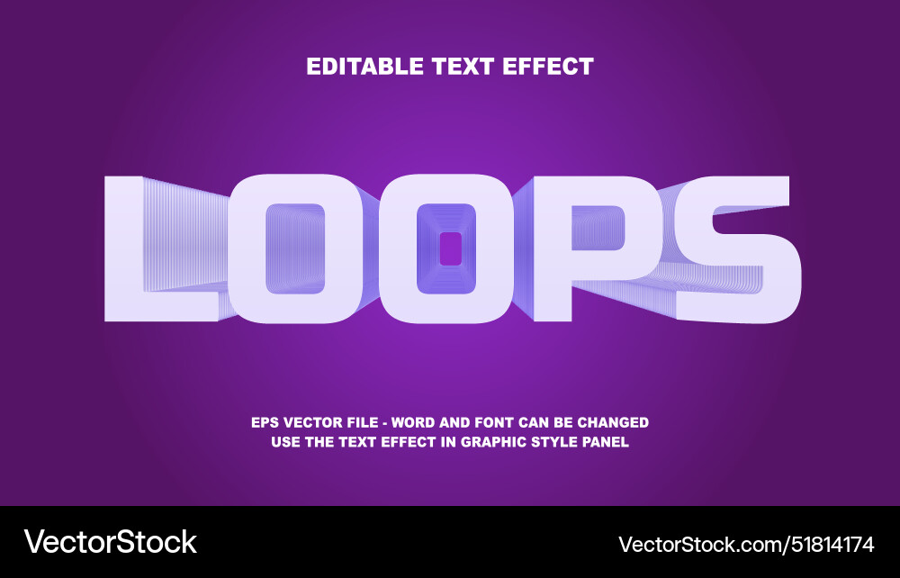 Editable text effect loops 3d template Royalty Free Vector