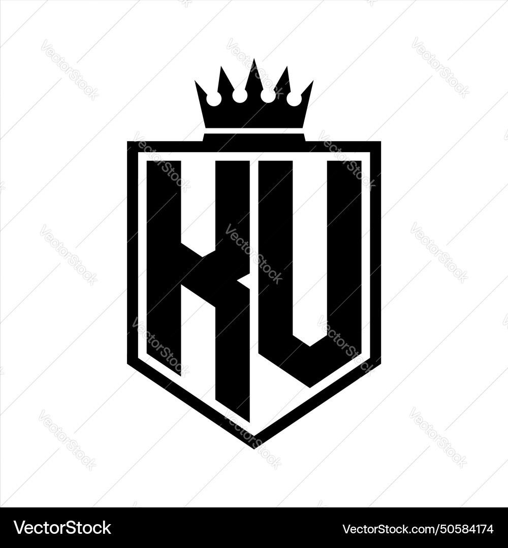 Kv logo monogram bold shield geometric shape Vector Image