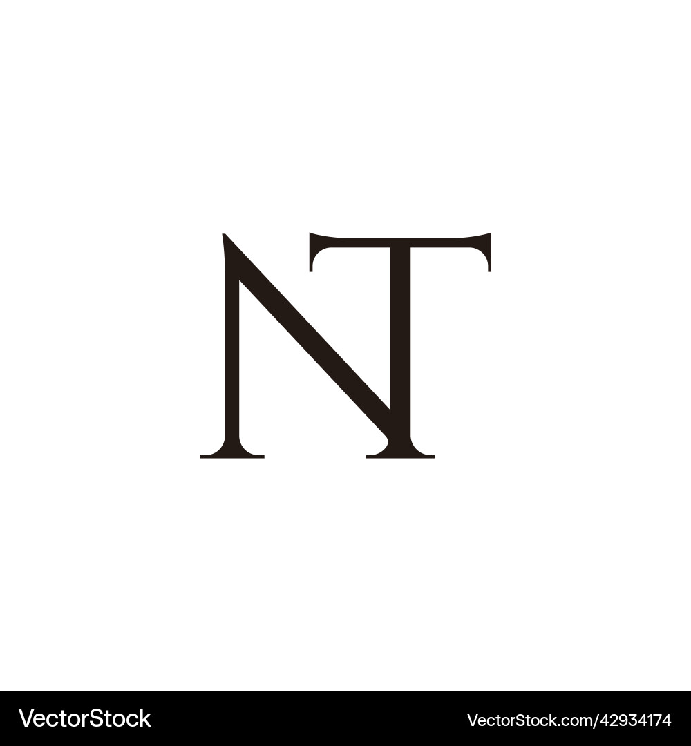 Letter nt simple linked font symbol logo Vector Image