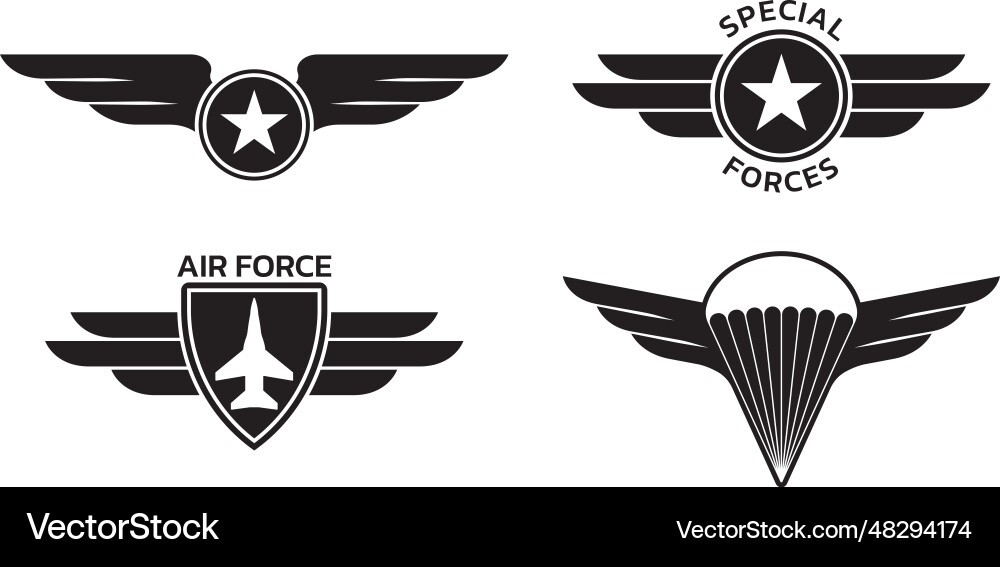Military badge army patch and insignia set Vector Image