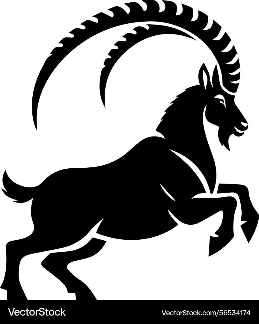 Simple icon of a alpine ibex logo design Vector Image