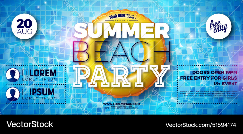 Summer beach party banner design template Vector Image