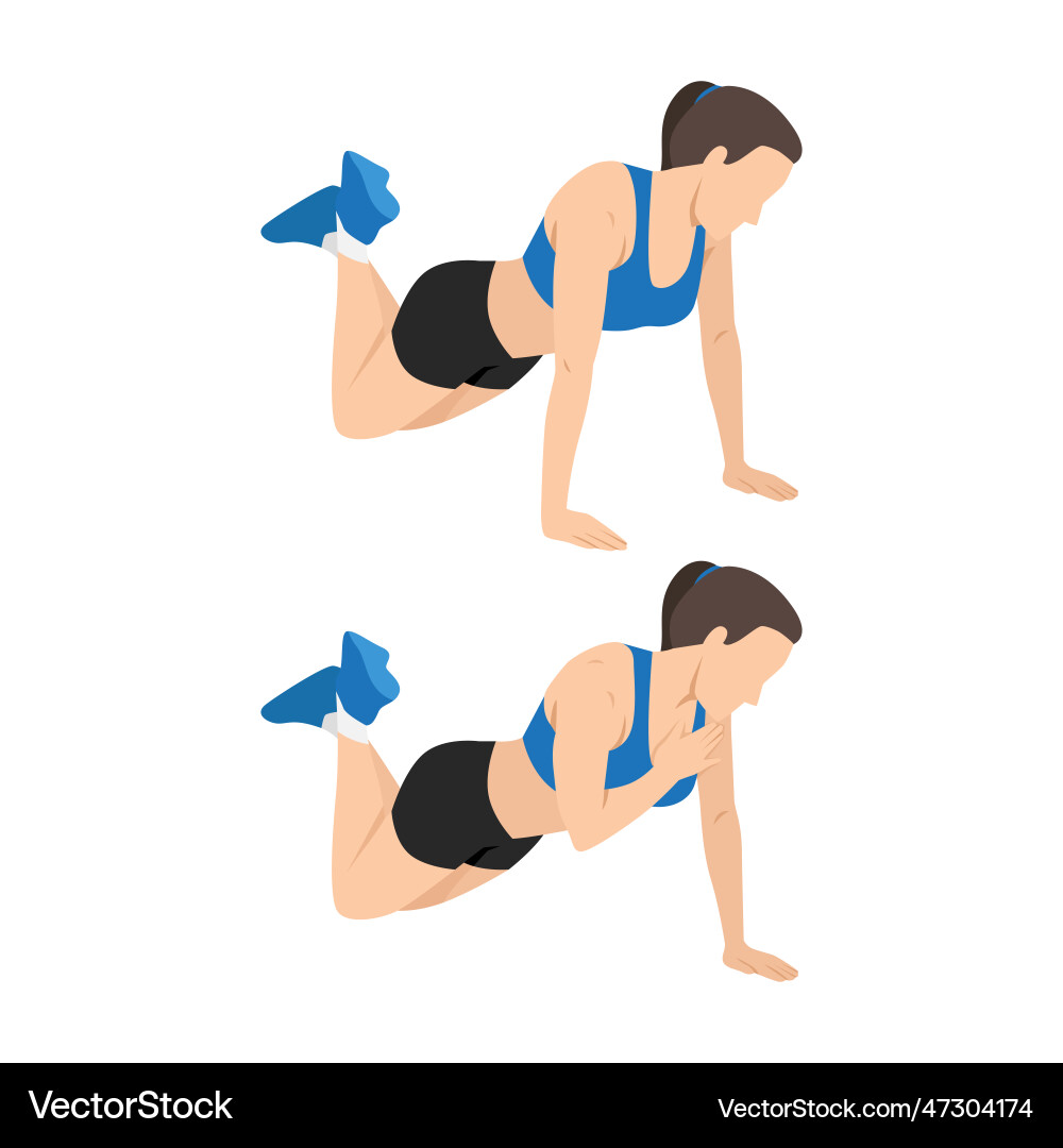Woman doing modified plank shoulder tap Royalty Free Vector