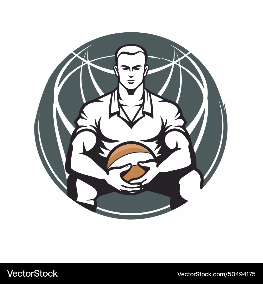 A rugby player holding ball facing front set Vector Image