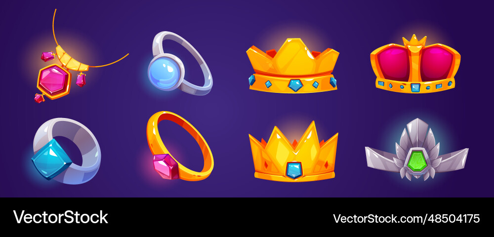 Cartoon jewelry accessories set Royalty Free Vector Image