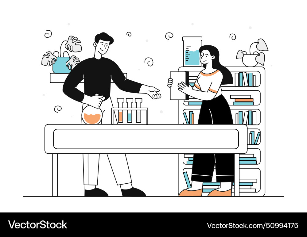 Chemistry in lab linear Royalty Free Vector Image
