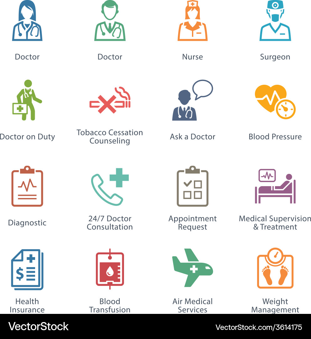 Colored medical services icons - set 2 Royalty Free Vector