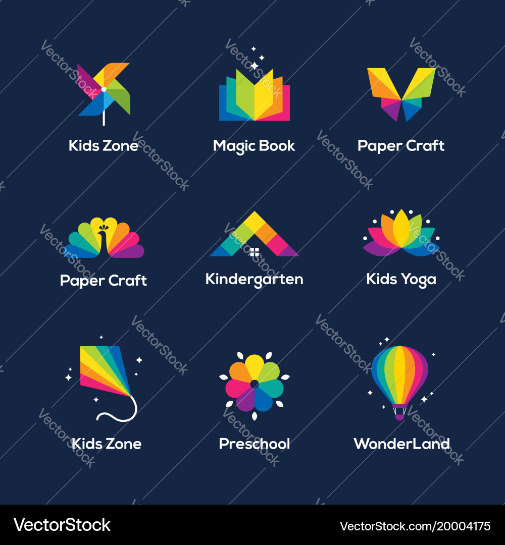 Colorful icons set on dark blue background Vector Image