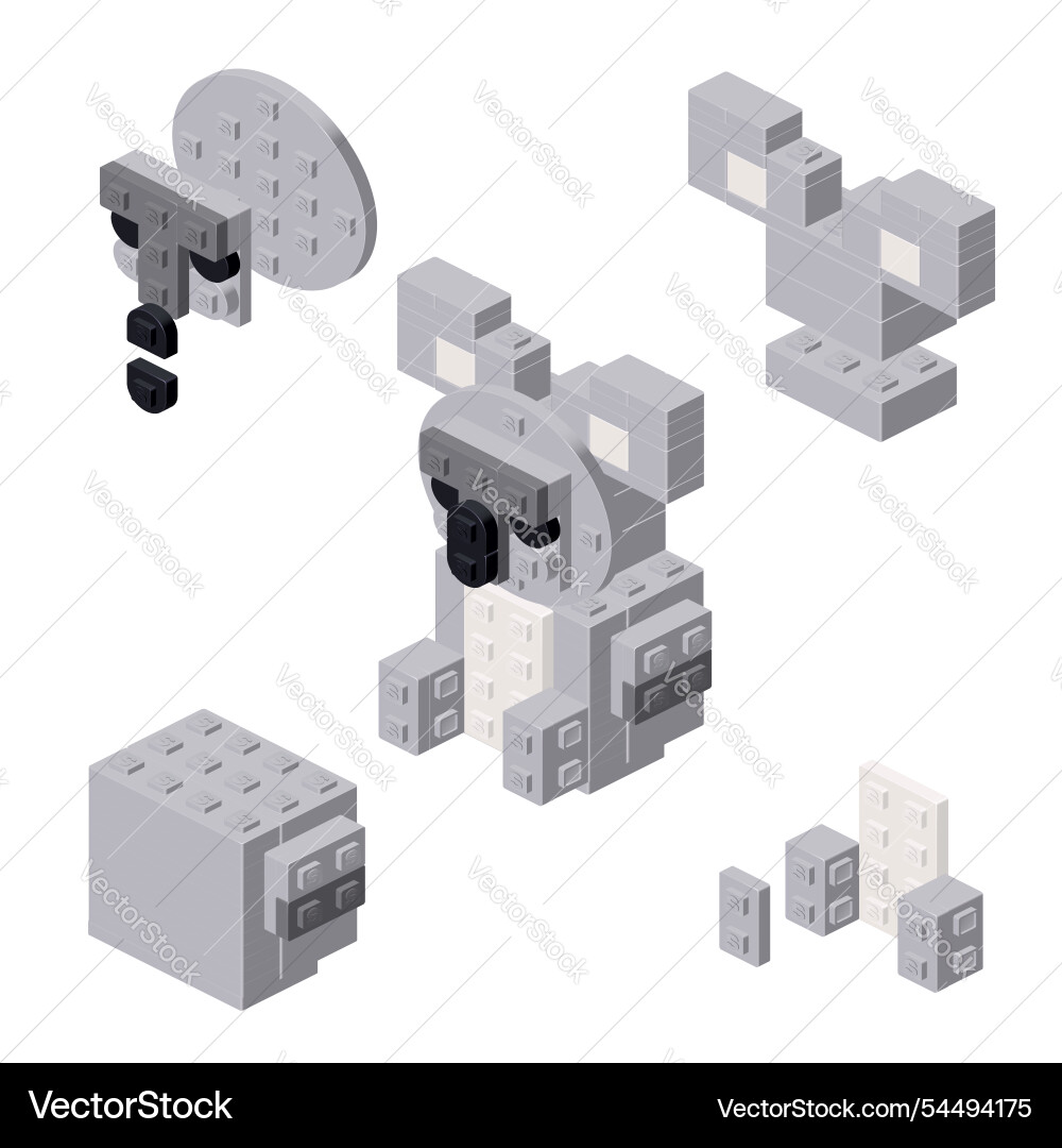 Concept with deconstruction koala from plastic Vector Image