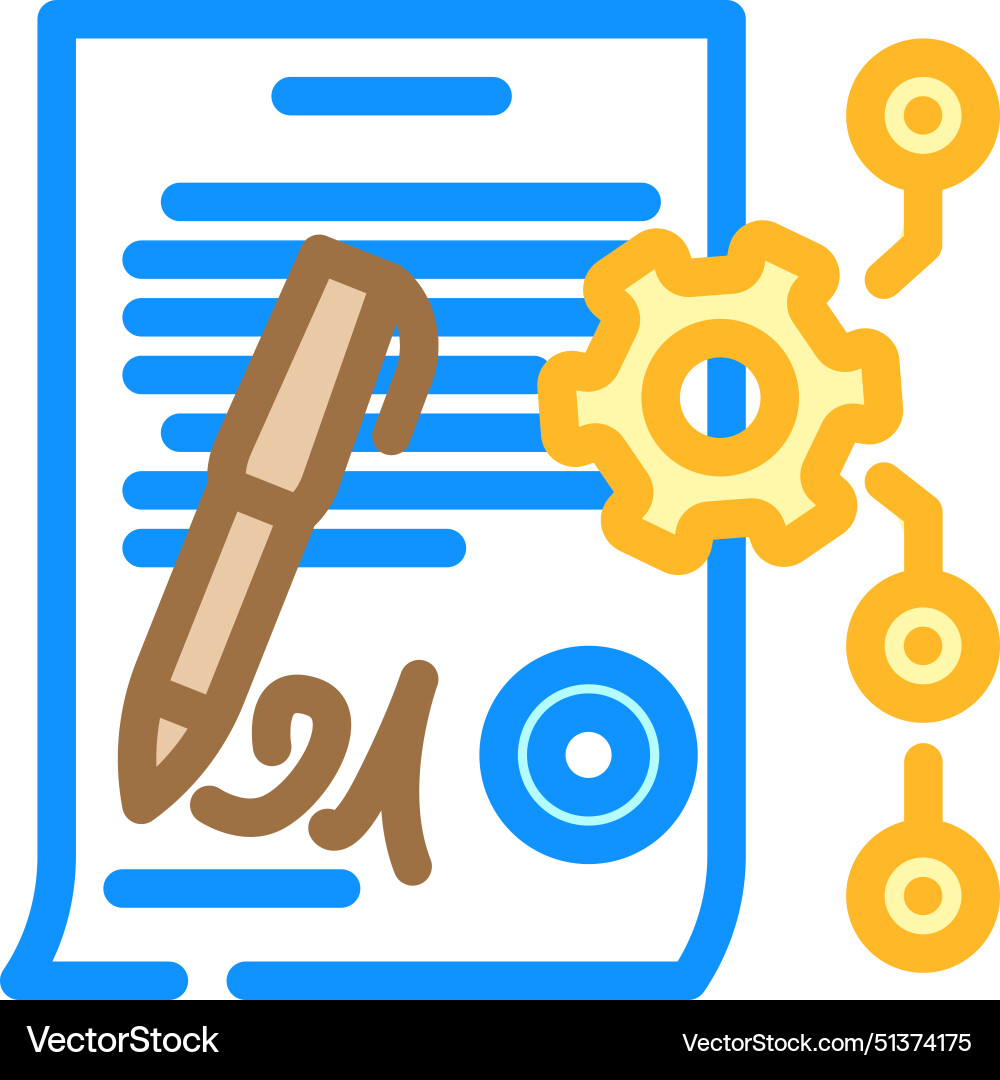 Contract management business process color icon Vector Image