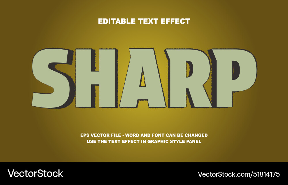 Editable text effect sharp 3d template Royalty Free Vector