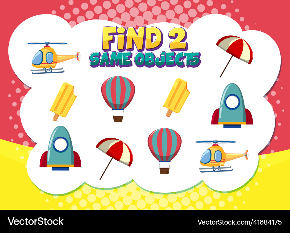 Find object game template of toy Royalty Free Vector Image