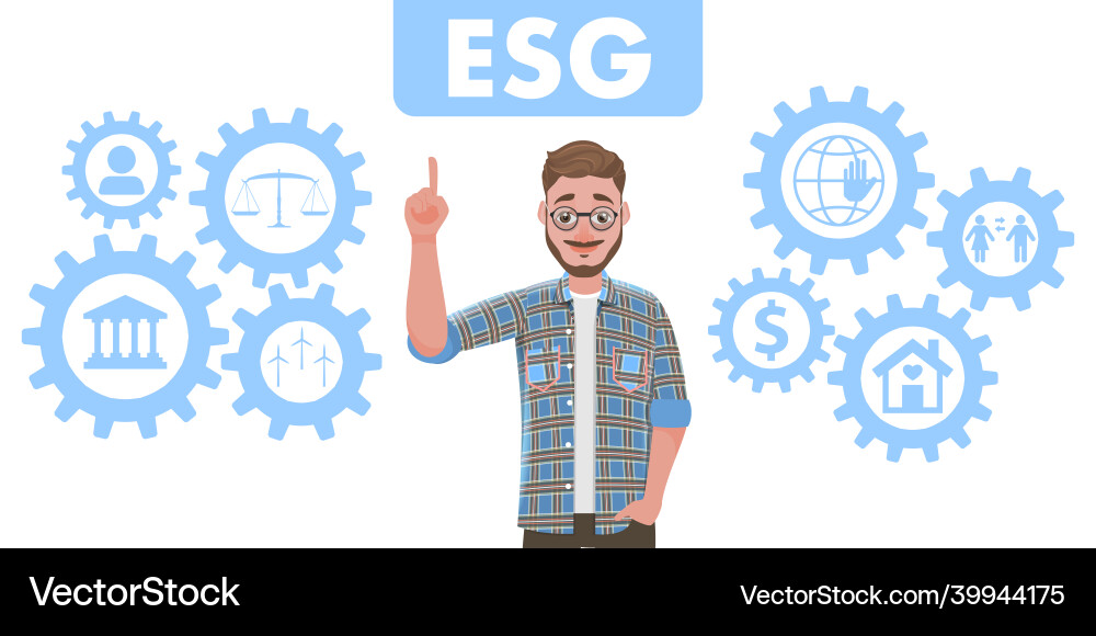 Flat conceptual of esg Royalty Free Vector Image