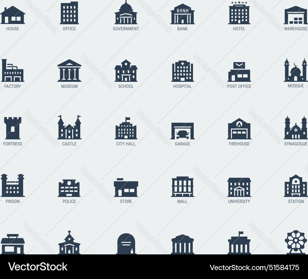Government and city buildings icon set Royalty Free Vector