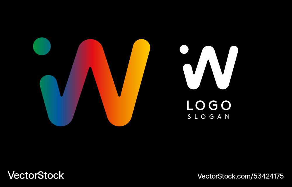 Minimalist geometric letter w bold rounded icon Vector Image