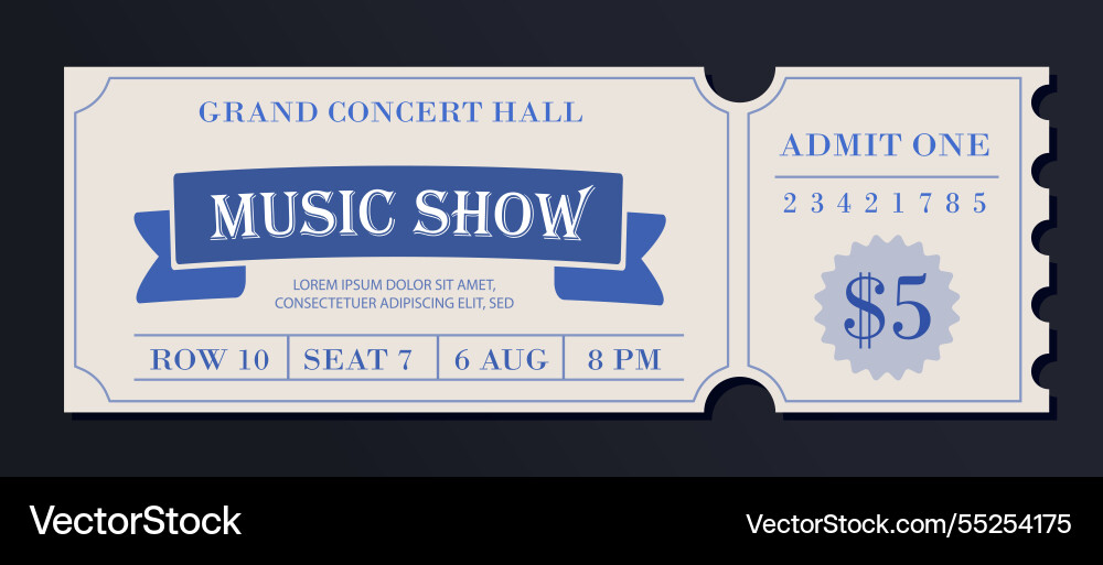 Music show ticket design Royalty Free Vector Image