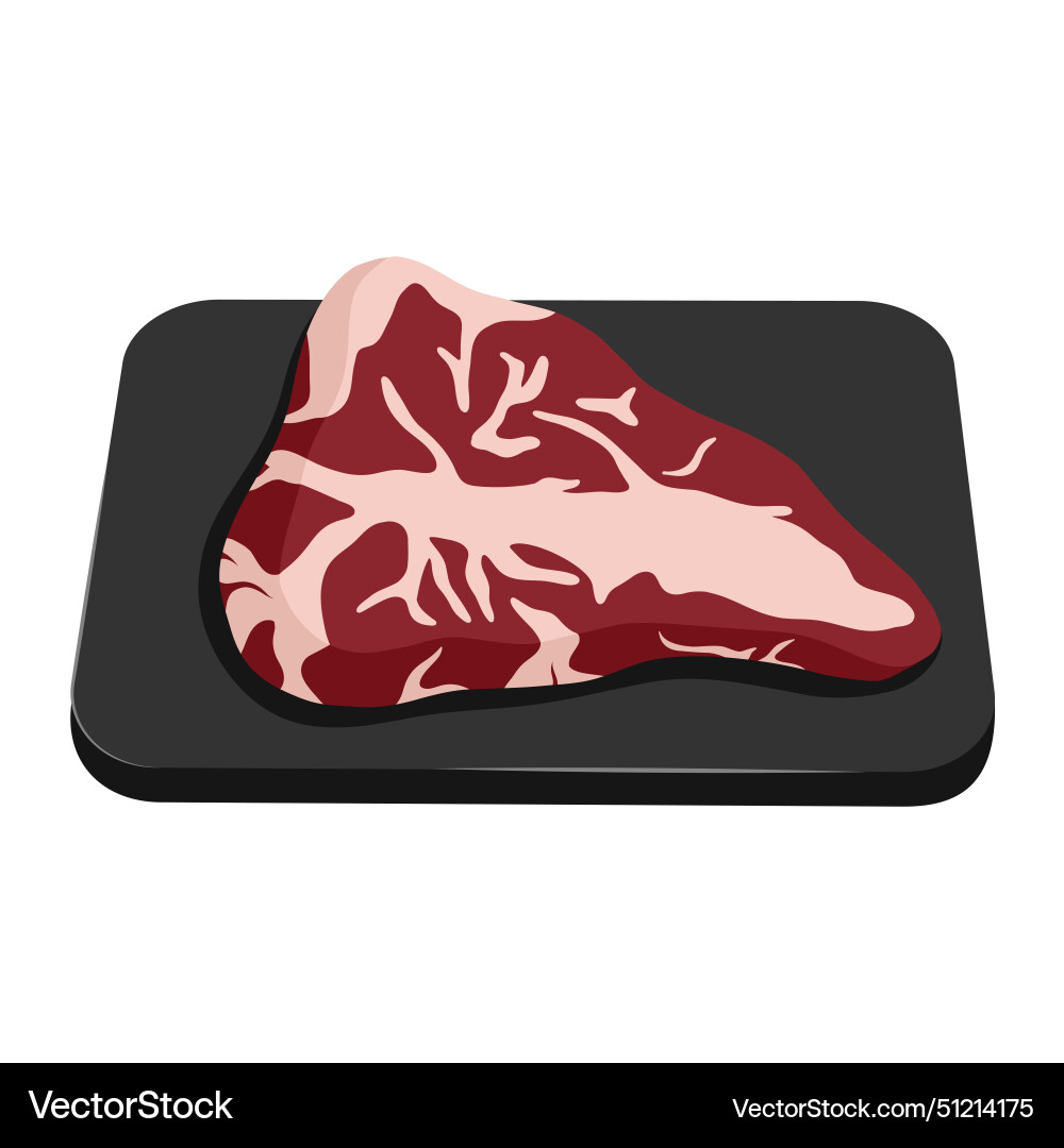 Red beef steak on stone tray rib eye lamb meat Vector Image