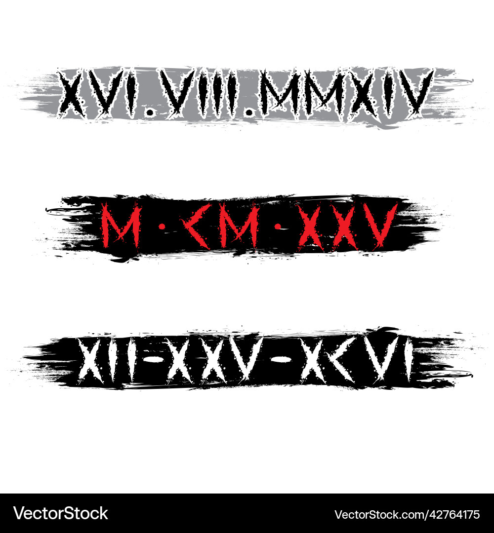 Runic roman numbers date lines Royalty Free Vector Image