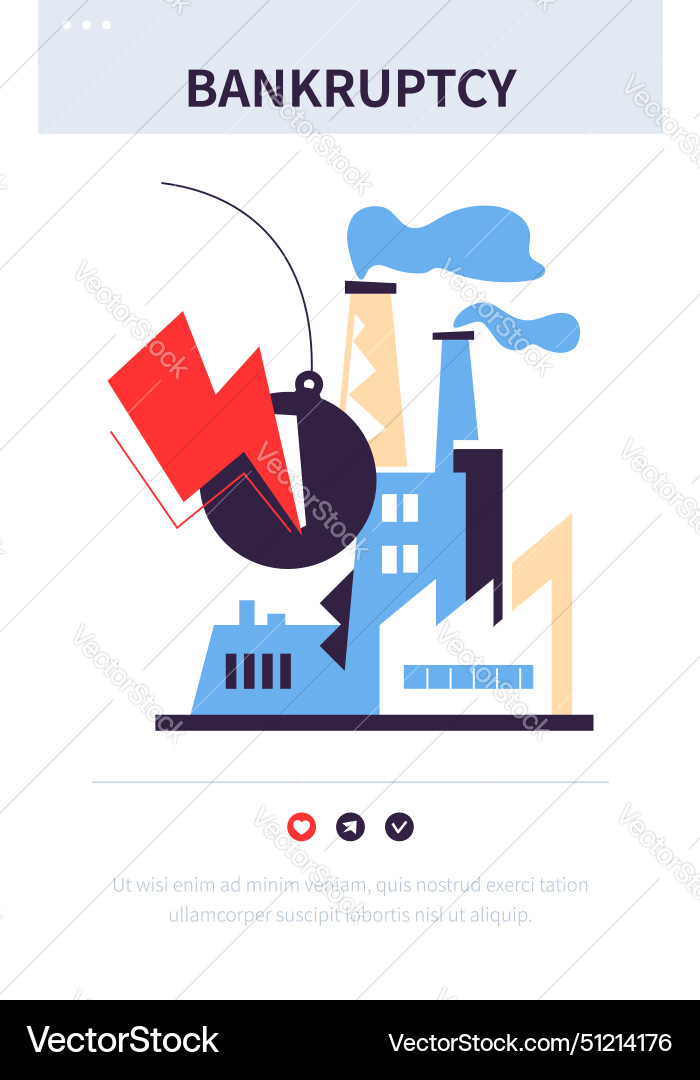 Bankruptcy and destruction - colorful flat design Vector Image