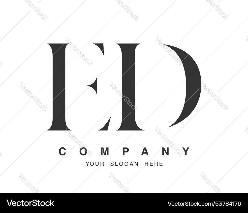 Ed logo design initial letter e und d serif schriftart