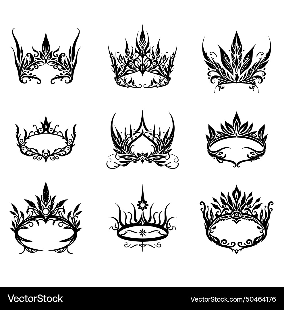 Elven style crowns Royalty Free Vector Image - VectorStock