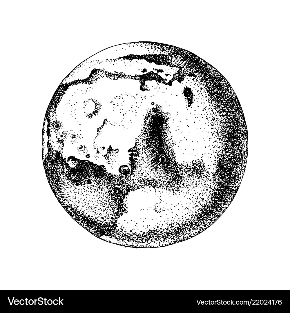 Hand-Drawn Mars Planet Royalty Free Vector Image