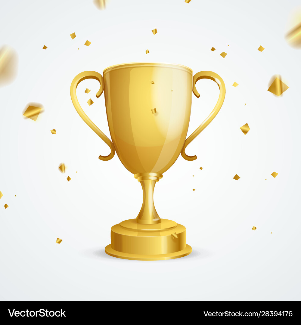Realistic detailed golden cup winner Royalty Free Vector