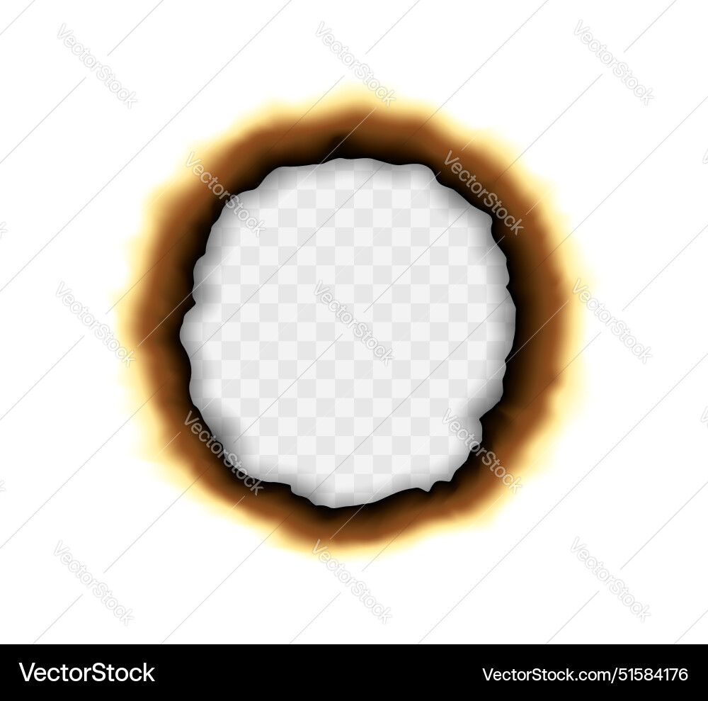 Realistic transparent burned scorched paper hole Vector Image