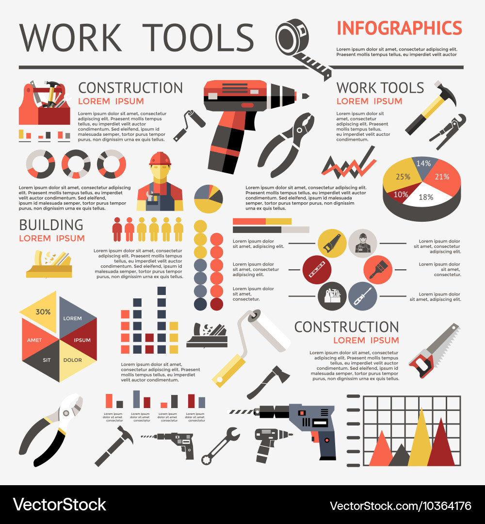 Work tools infographic Royalty Free Vector Image