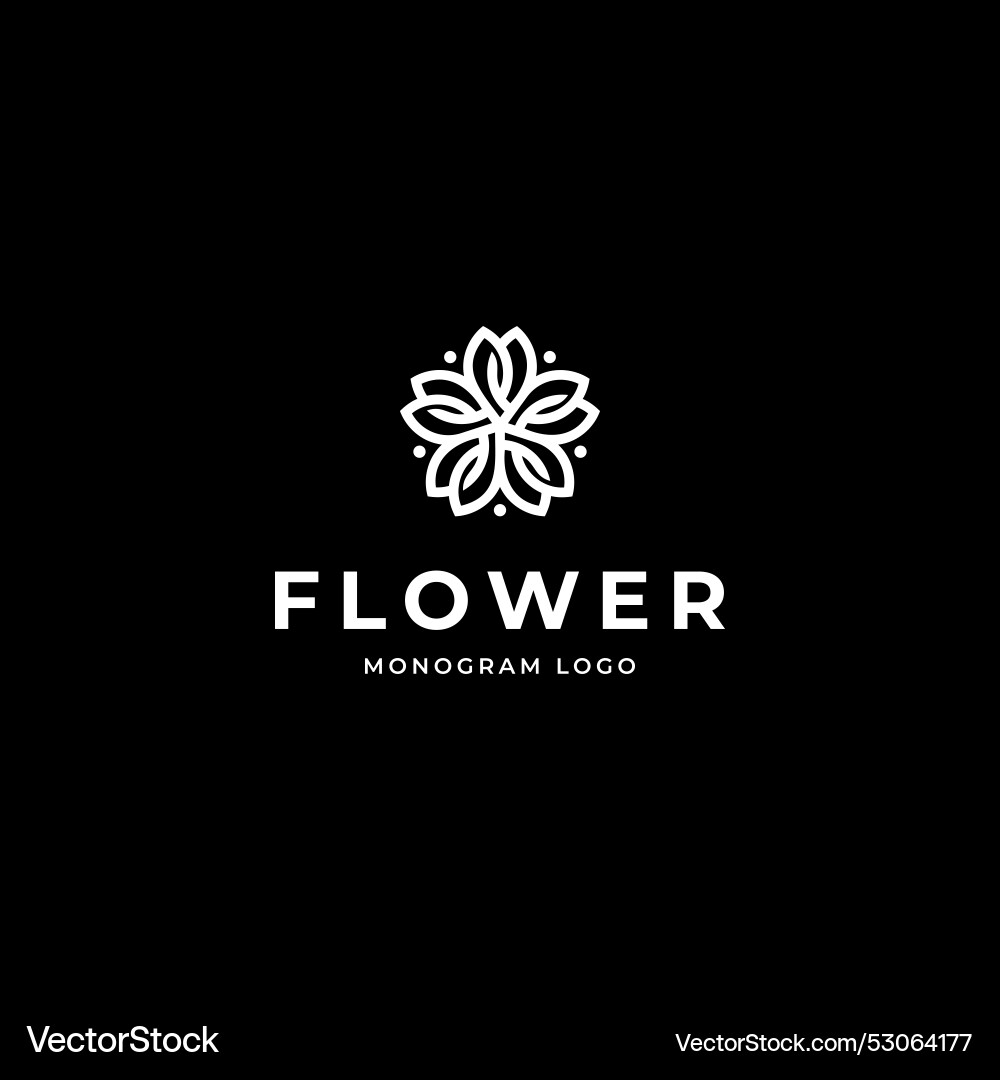 Creative monogram flower logo template line Vector Image