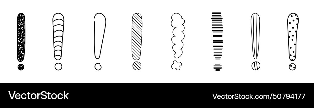 Doodle exclamation mark hand drawn sketch Vector Image