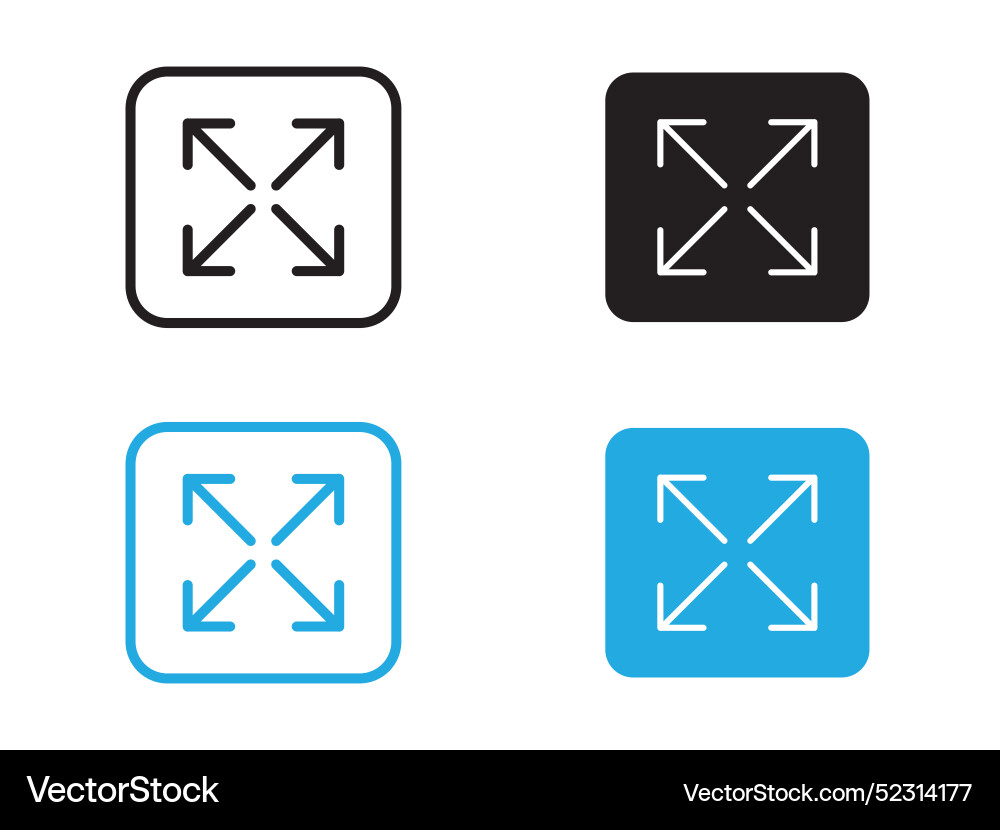Full screen icon black and white outline sign Vector Image