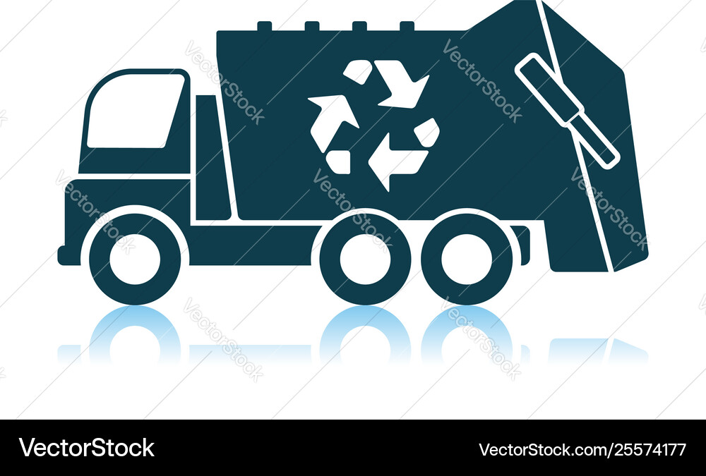 Garbage car with recycle icon Royalty Free Vector Image